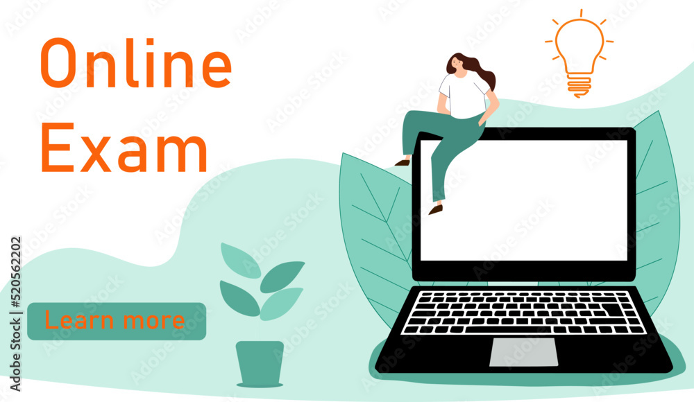 Isometric Online Exam concept, Education Online, can be used for web ...