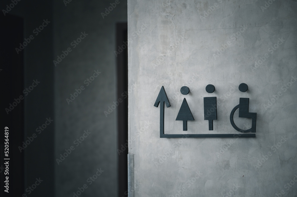 Restroom sign on a toilet door Toilet sign - Restroom Concept - black ...