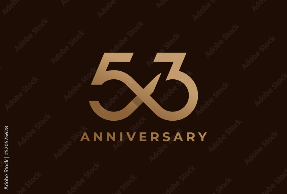 Abstract Number 53 Logo, Number 53 with infinity icon combination, can ...