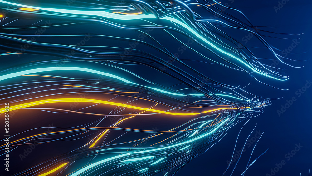 3D abstract render background, futuristic effect, bright lighting veins ...