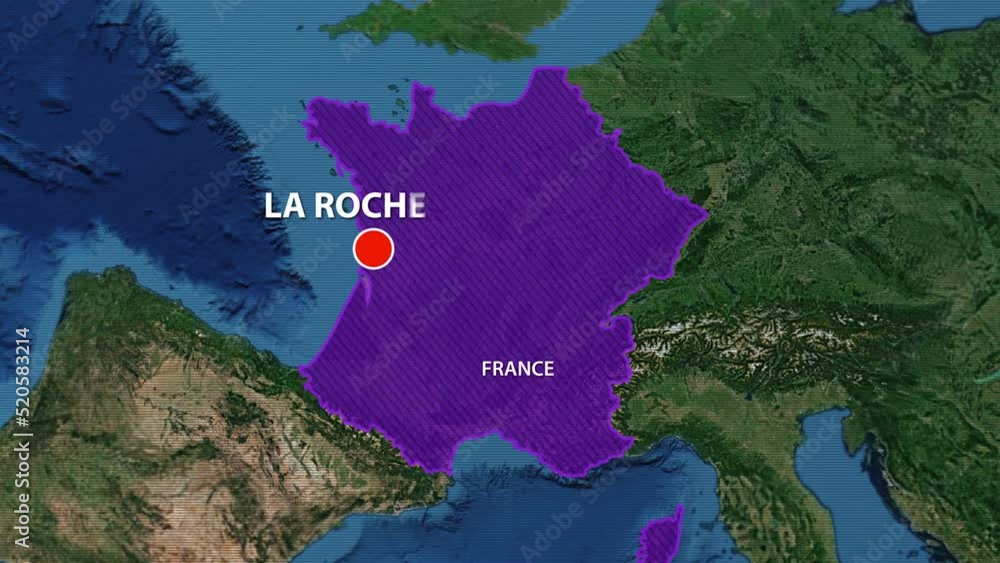 Designation of the borders of France on the map and the mark of the ...