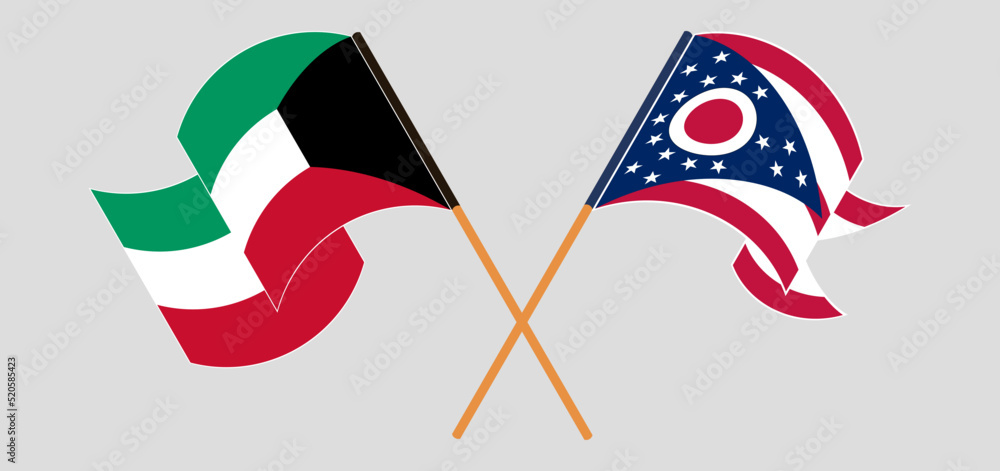 Crossed and waving flags of Kuwait and the State of Ohio Stock Vector ...