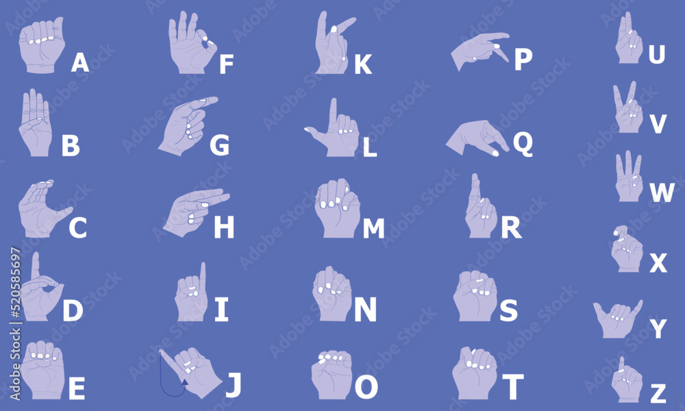 sign language alphabet between A to Z for communication. vector ...