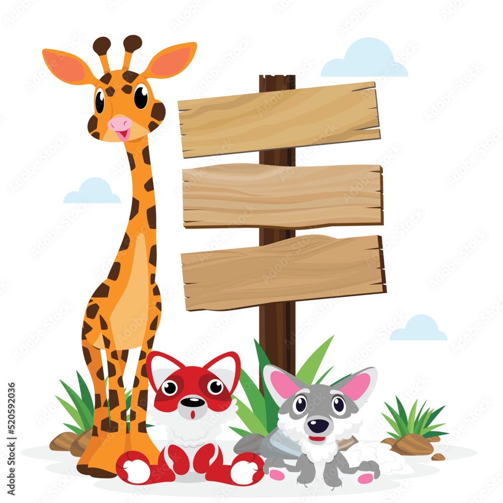 Cute animals in Zoo, Placards and banner in zoos Design for banner ...
