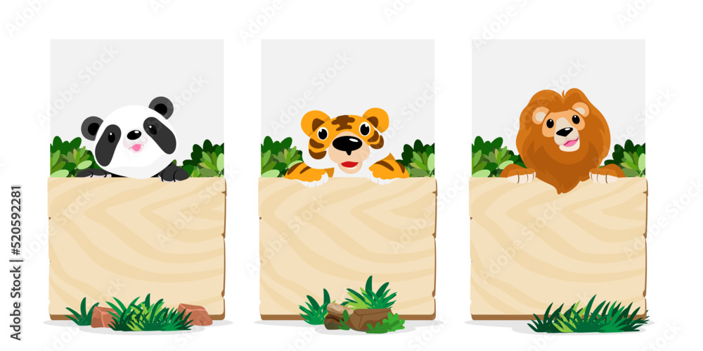 Cute animals in Zoo, Placards and banner in zoos Design for banner ...