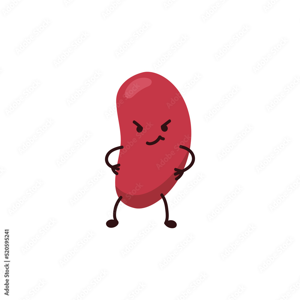 Funny kidney bean with arrogant face expression, flat vector ...