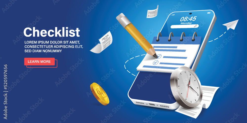 checklist, work project plan concept, fast checklist, posting plan on ...