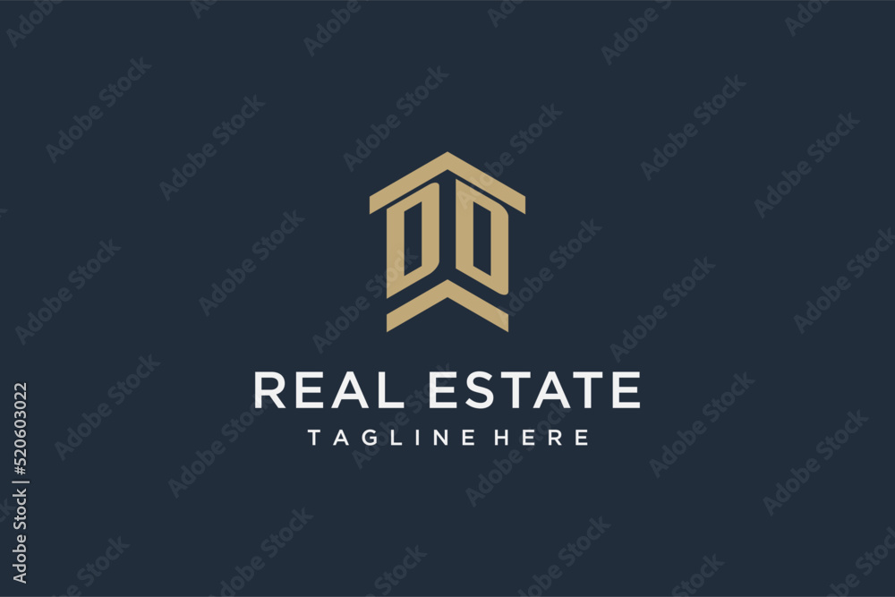 Initial DD logo for real estate with simple and creative house roof ...