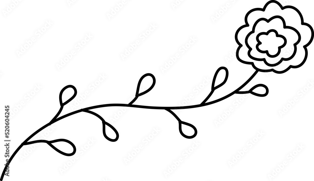 Vector simple hand drawn flower botanical illustration. Line artwork ...