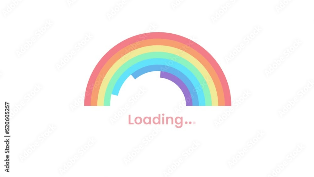 Animated multicolor illustration of a rainbow appearing from left to ...