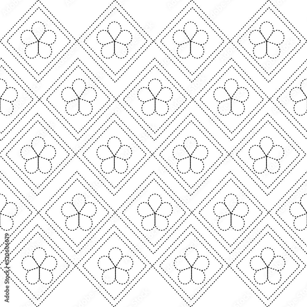 Vector line heart flowers square for background wallpaper and seamless ...