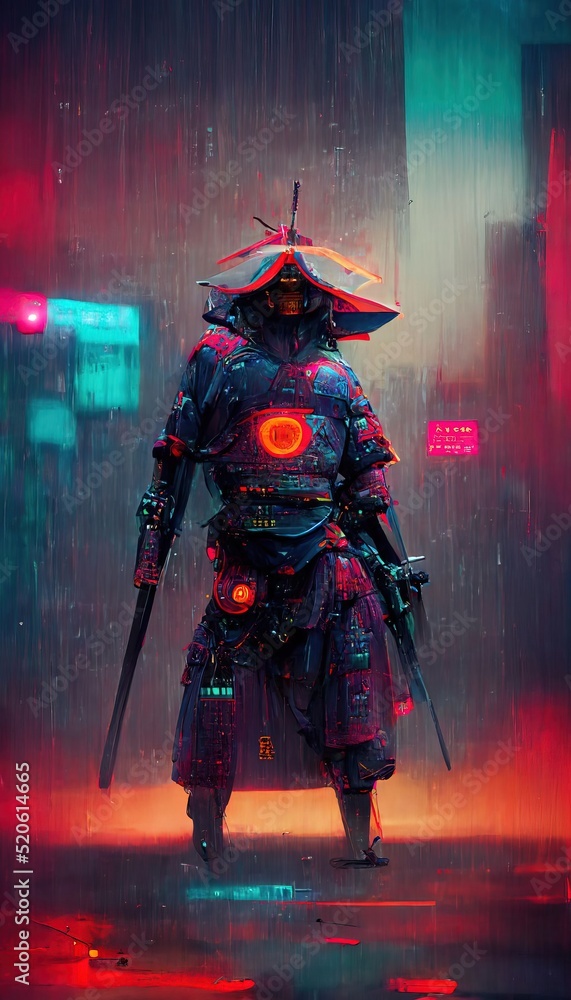 robot cyborg soldier. Generative AI Technology Stock Illustration ...