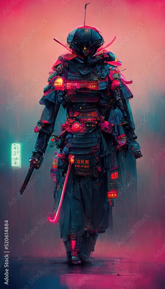 robot cyborg soldier. Generative AI Technology Stock Illustration ...