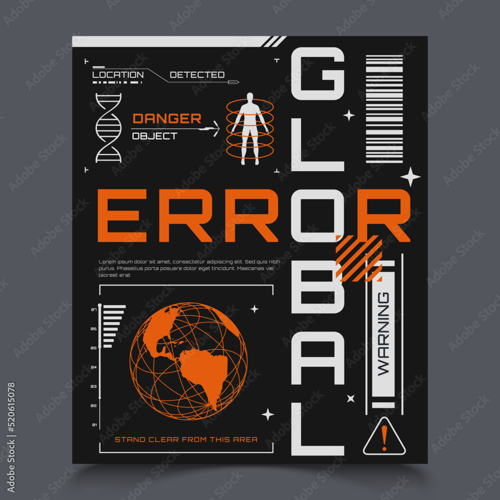 Abstract poster with wireframe 3D figures. The concept of the negative ...