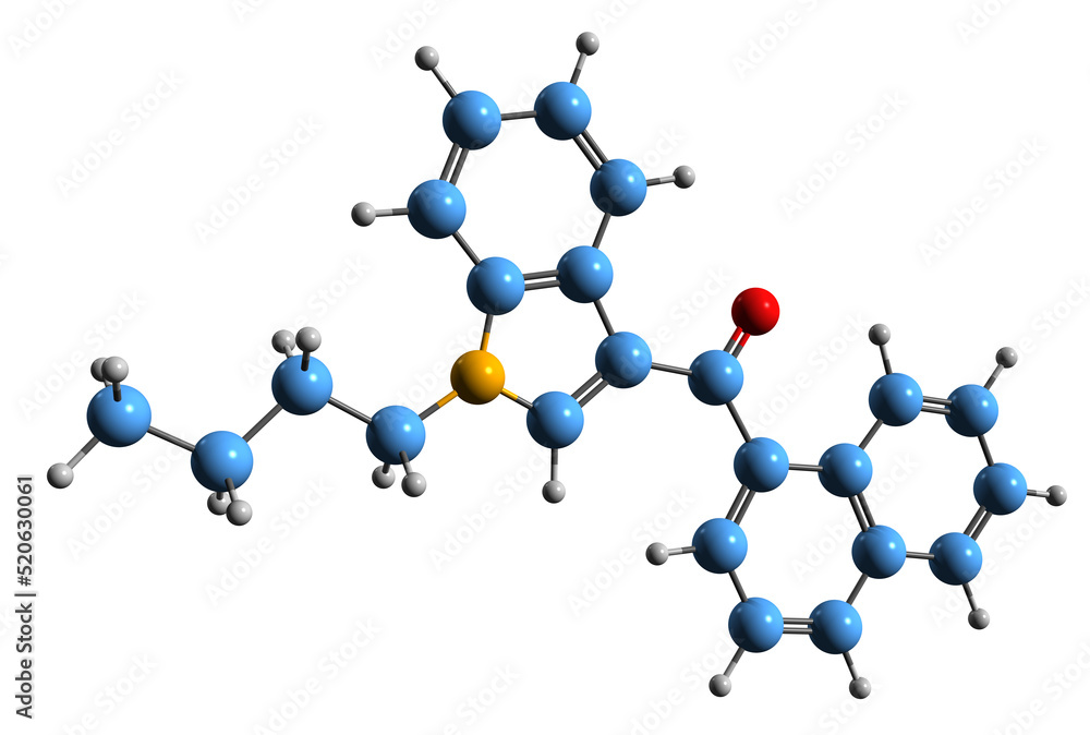 3D image of JWH-073 skeletal formula - molecular chemical structure of ...
