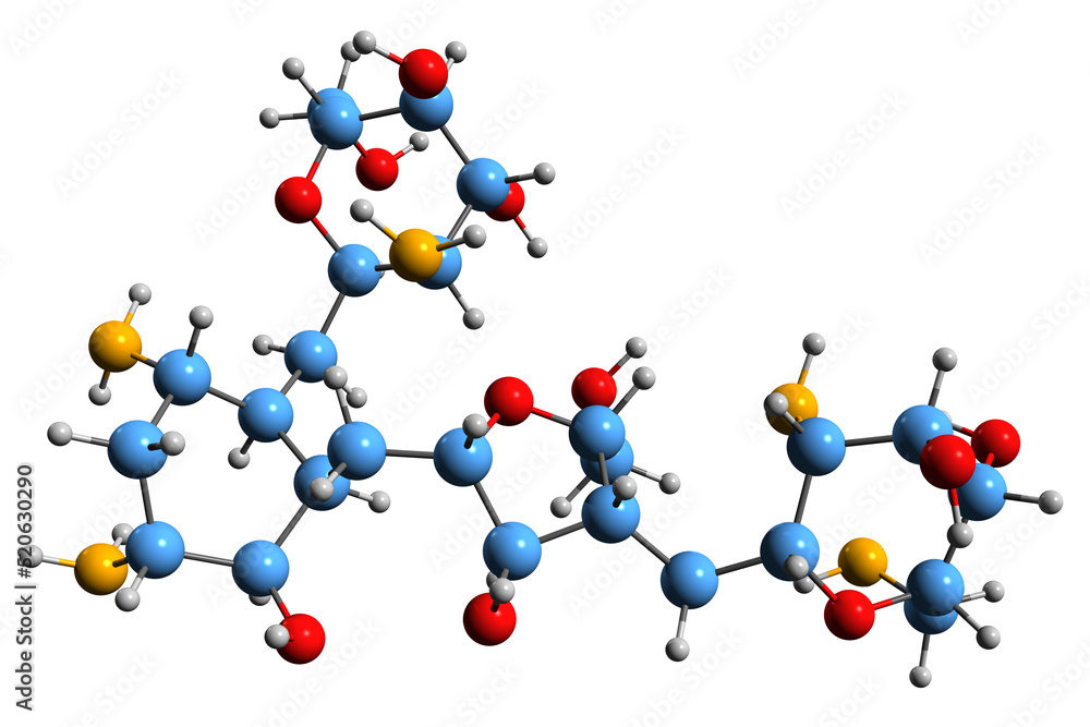 3D image of Paromomycin skeletal formula - molecular chemical structure ...