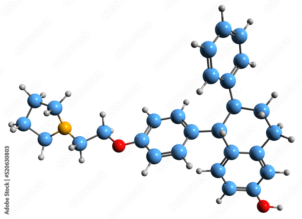 3D image of Lasofoxifene skeletal formula - molecular chemical ...