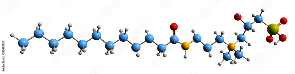 3D image of Lauramidopropyl hydroxysultaine skeletal formula ...