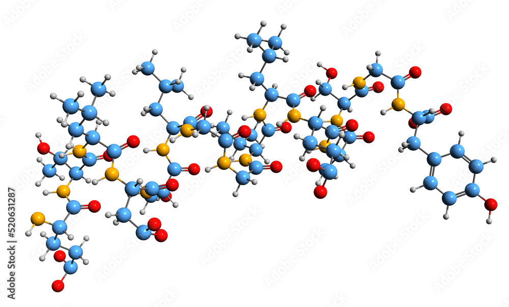 3D image of Leptin skeletal formula - molecular chemical structure of ...