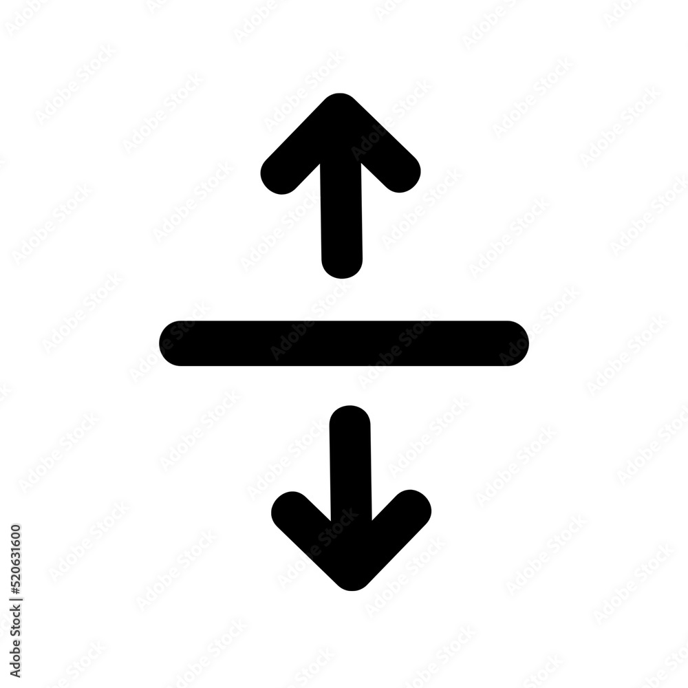 Up and down arrow with horizontal line separator, splitter icon Stock ...