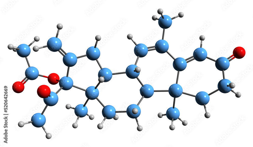 3D image of Melengestrol acetate skeletal formula - molecular chemical ...