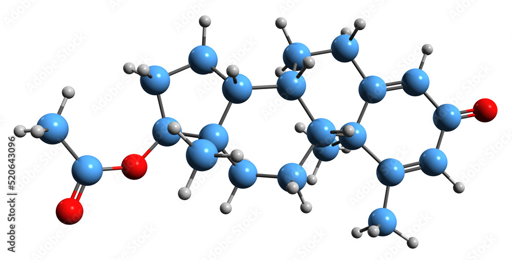 3D image of Metenolone acetate skeletal formula - molecular chemical ...