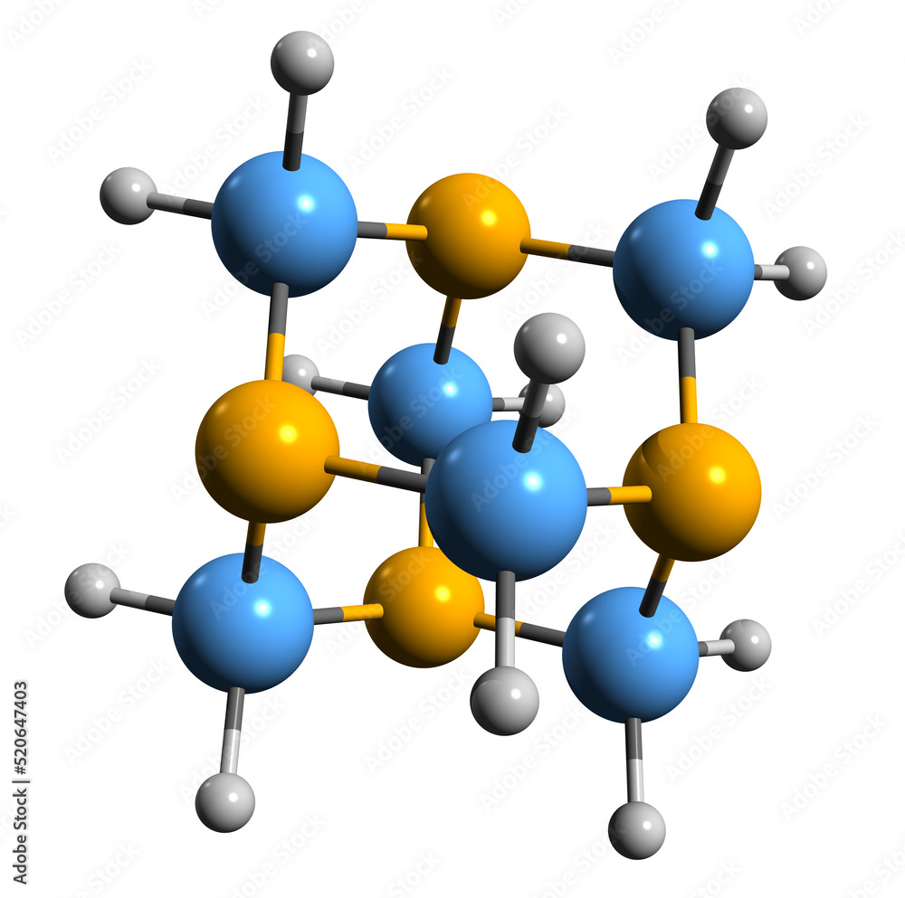 3D image of methenamine skeletal formula - molecular chemical structure ...
