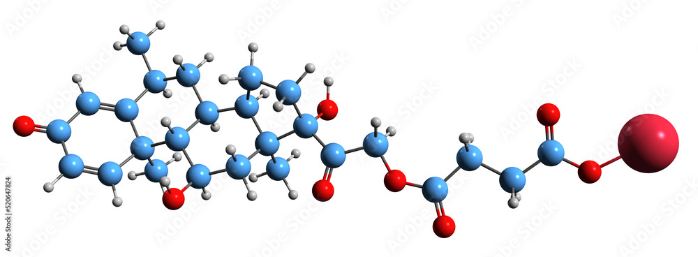 3D image of Methylprednisolone sodium succinate skeletal formula ...