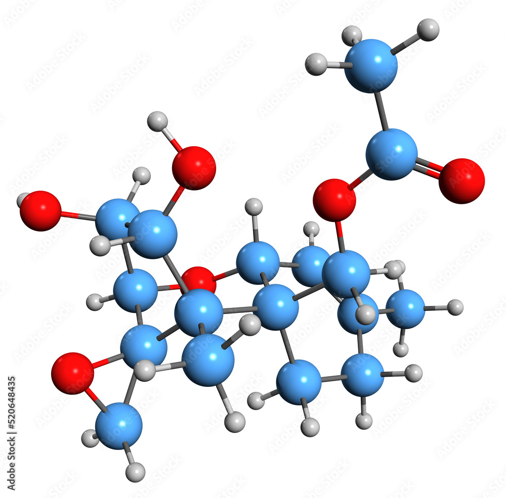 3D image of monoacetoxysirpenol skeletal formula - molecular chemical ...