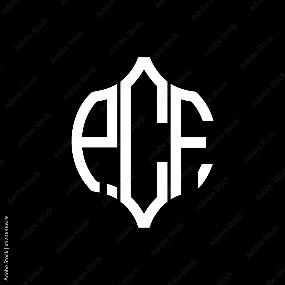 PCF letter logo. PCF best black background vector image. PCF Monogram ...