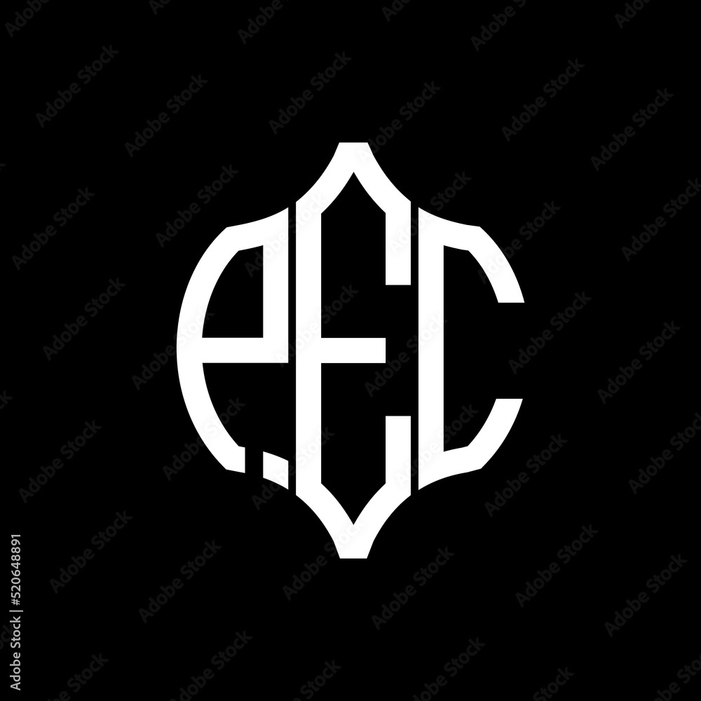 PEC letter logo. PEC best black background vector image. PEC Monogram ...