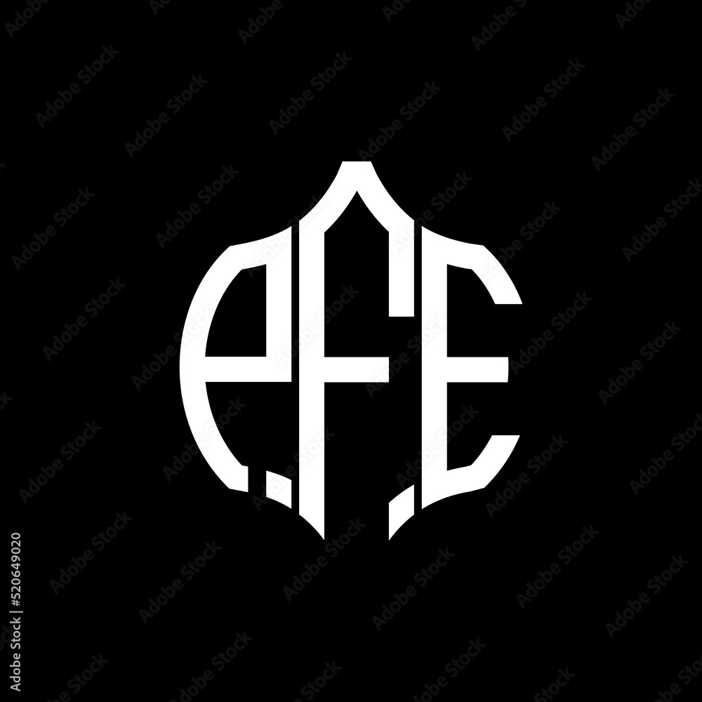 PFE letter logo. PFE best black background vector image. PFE Monogram ...