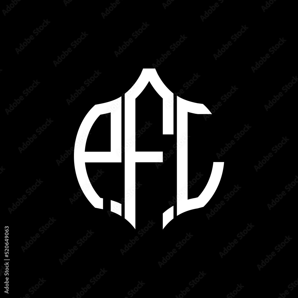 PFL letter logo. PFL best black background vector image. PFL Monogram ...