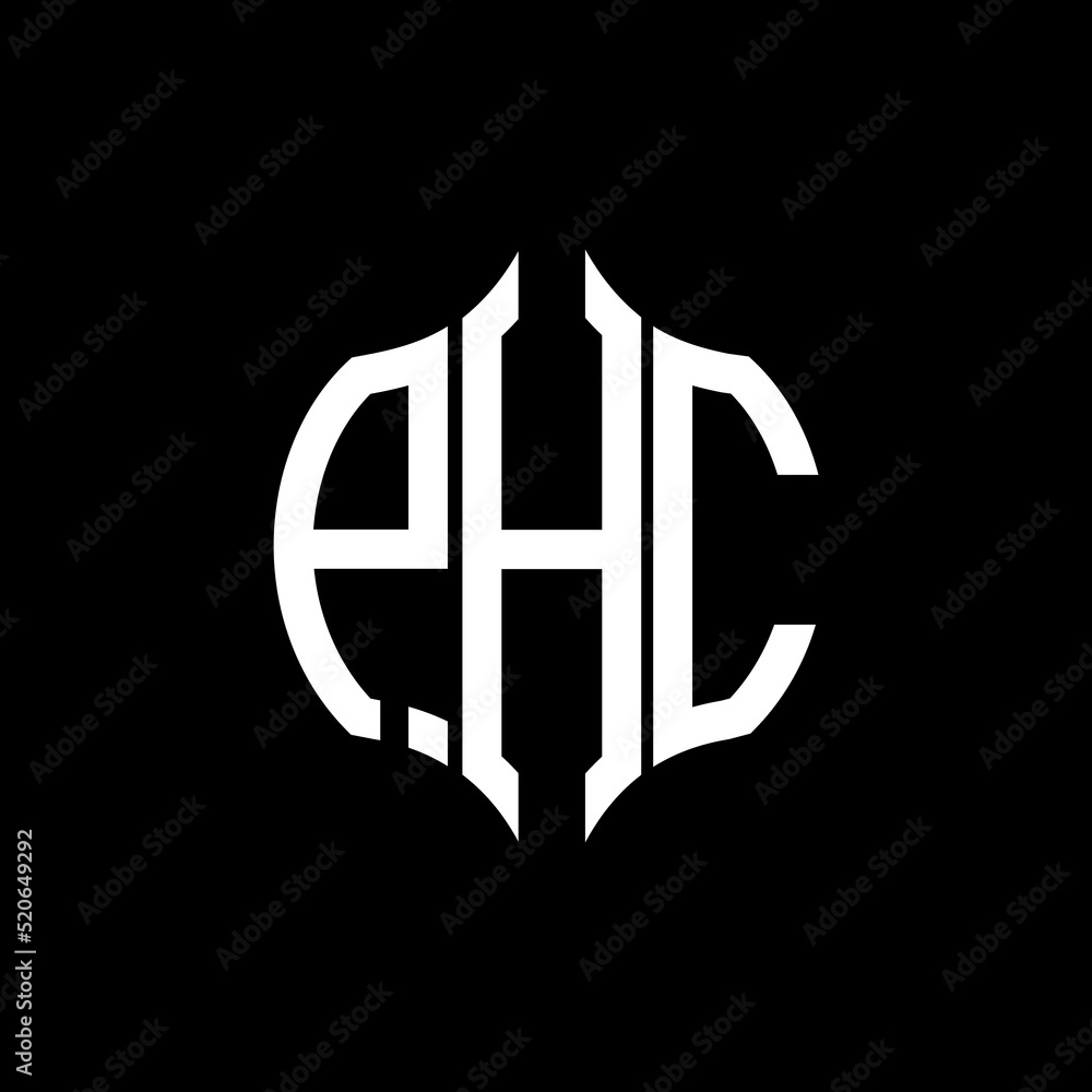 PHC letter logo. PHC best black background vector image. PHC Monogram ...
