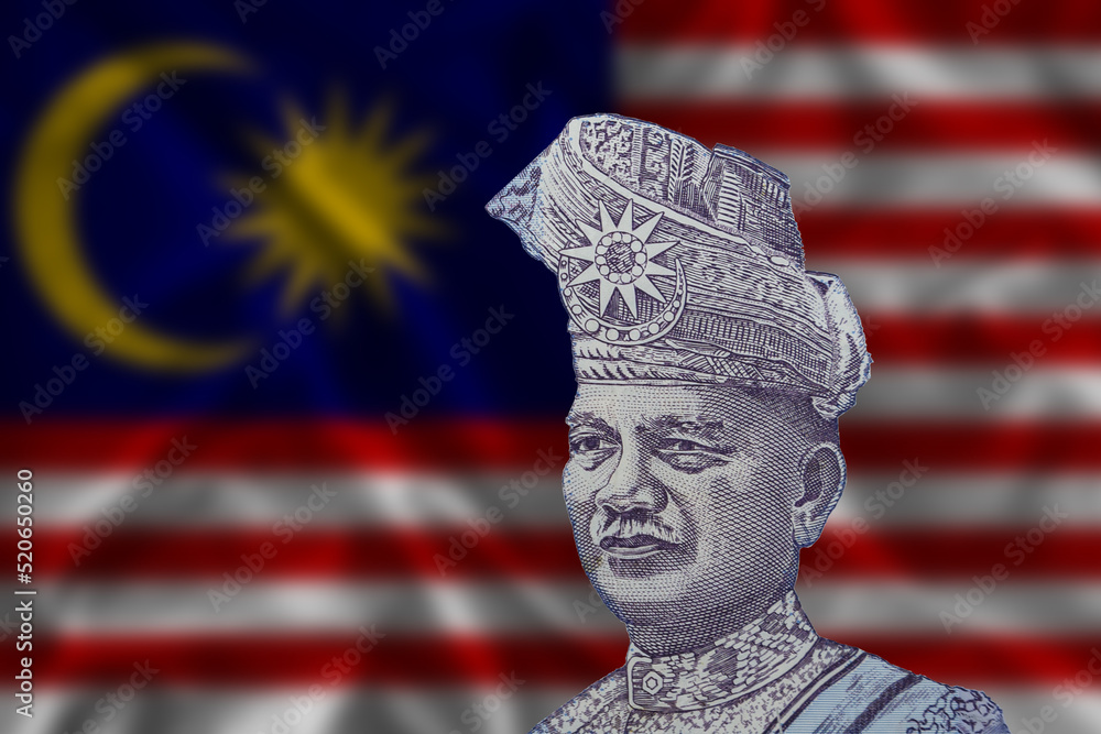 Poster Tunku Abdul Rahman on the background of the Malaysian flag ...
