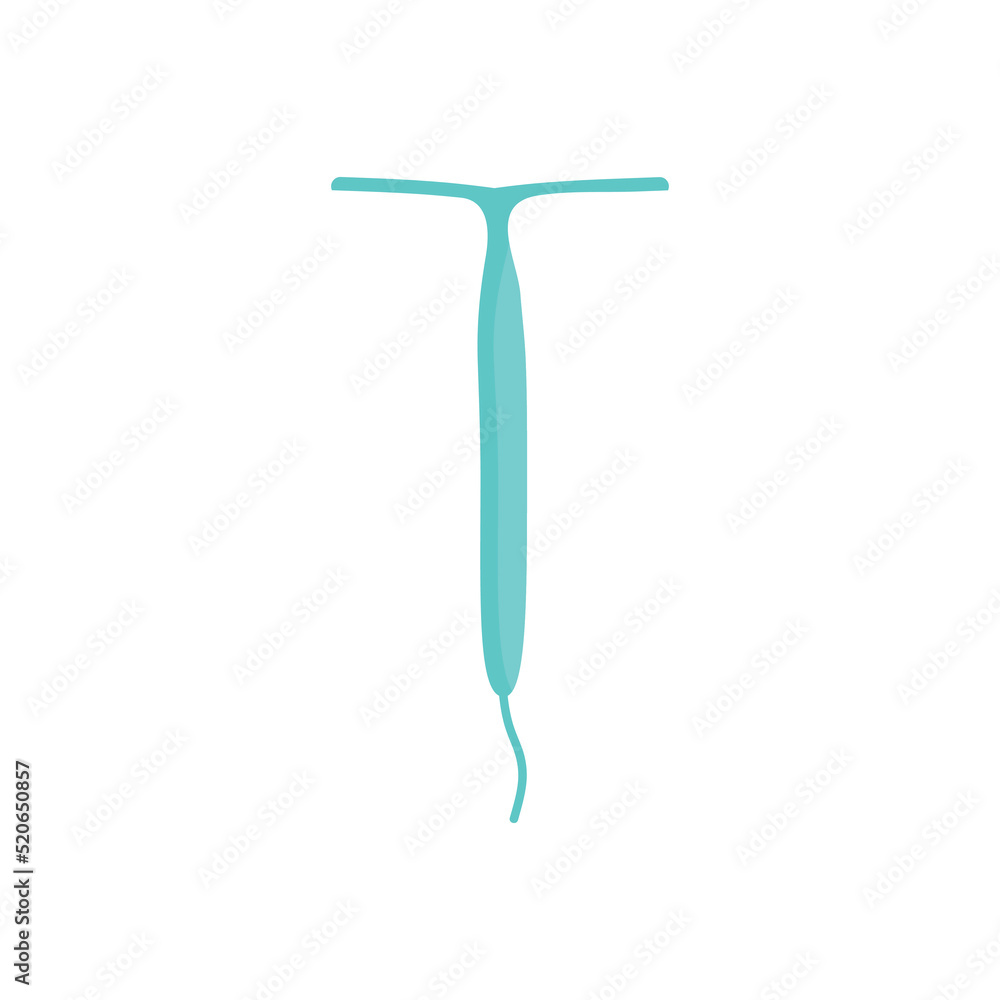 Hormonal IUD. Copper Intrauterine device colored flat style icon. Women ...