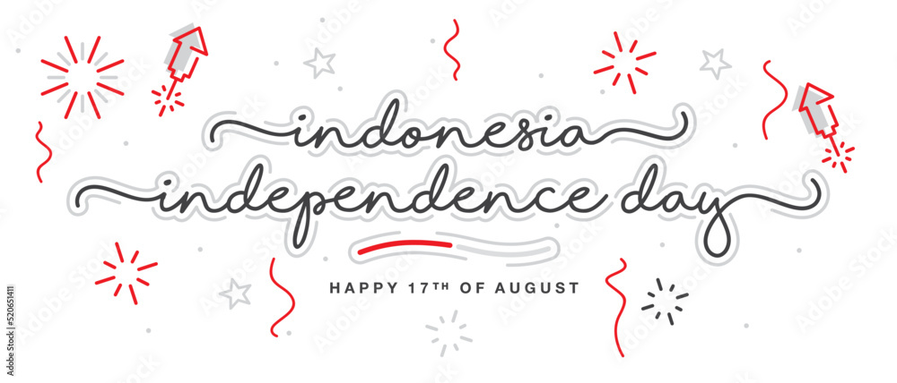 Indonesia independence day handwritten lettering typography calligraphy ...