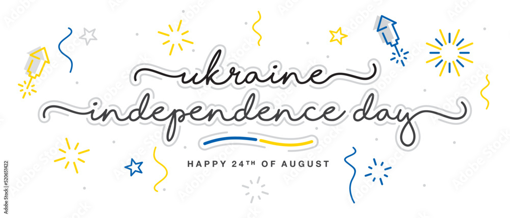 Ukraine independence day handwritten lettering typography calligraphy ...