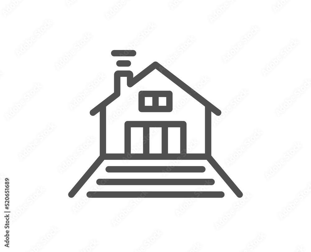 Terrace line icon. House architecture sign. Flat roof symbol. Quality ...