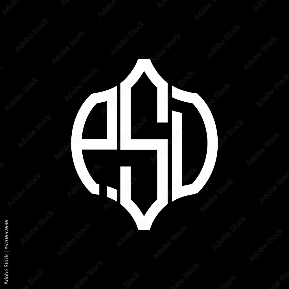 PSD letter logo. PSD best black background vector image. PSD Monogram ...
