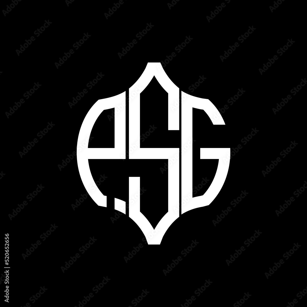 PSG letter logo. PSG best black background vector image. PSG Monogram ...