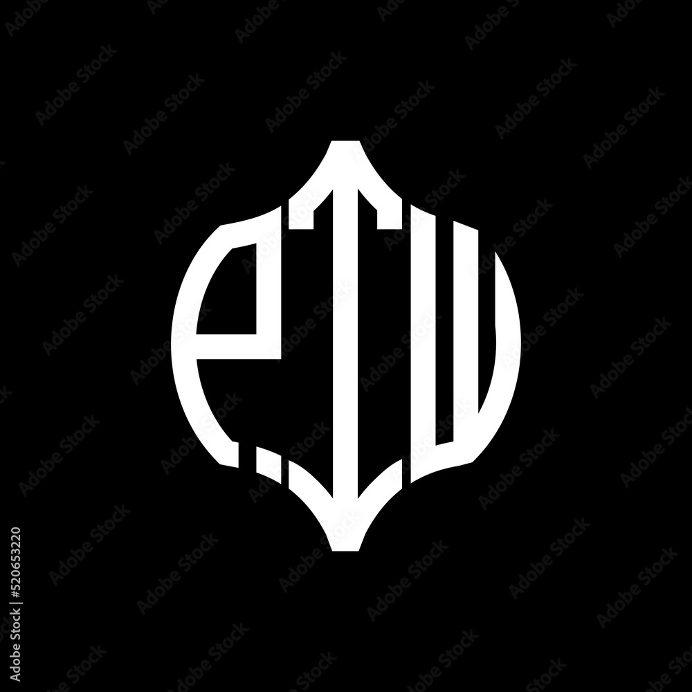 PTW letter logo. PTW best black background vector image. PTW Monogram ...