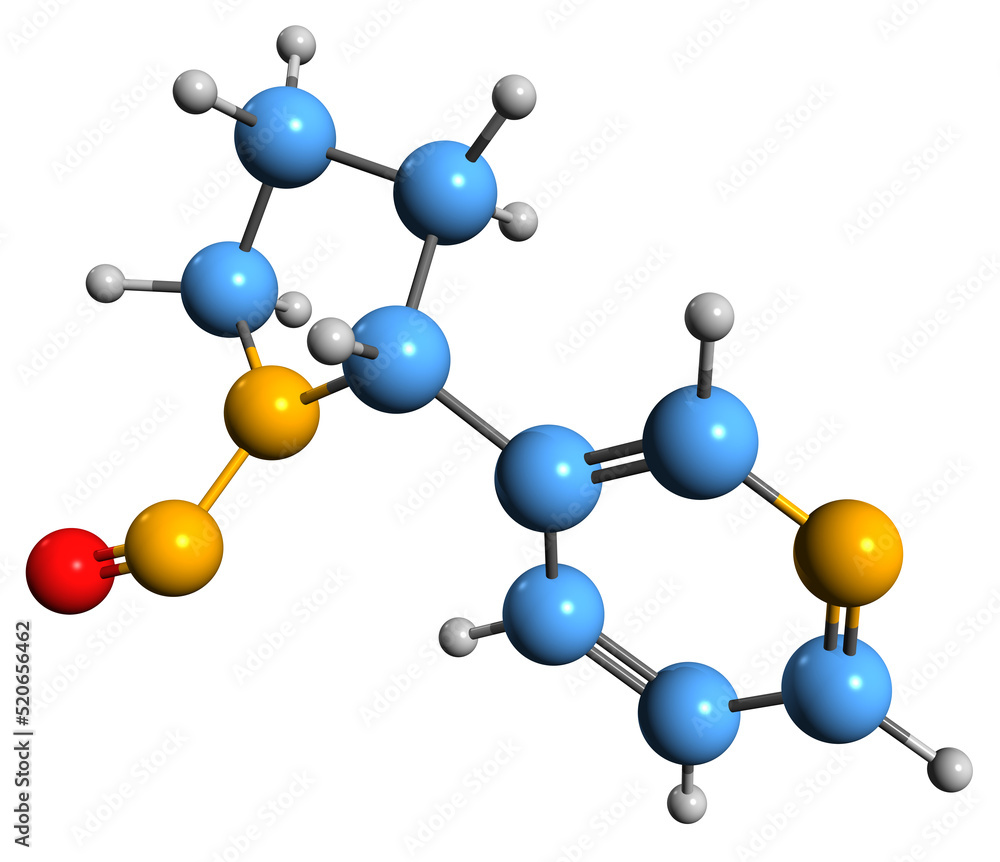 3D image of N-Nitrosonornicotine skeletal formula - molecular chemical ...