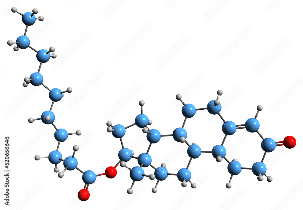 3D image of Nandrolone decanoate skeletal formula - molecular chemical structure of androgen and ...