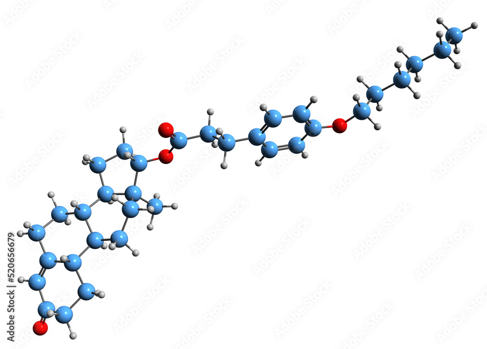 3D image of Nandrolone hexyloxyphenylpropionate skeletal formula ...