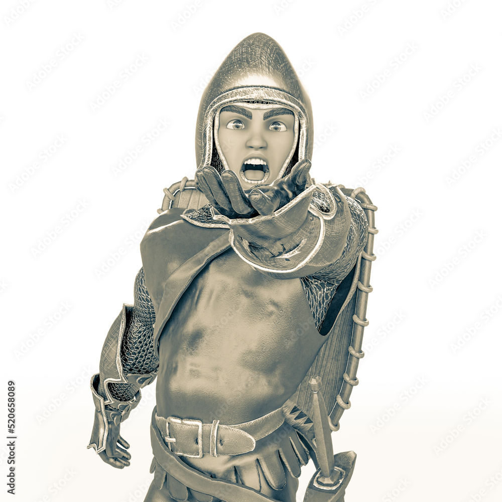 western knight cartoon is singing close up view Stock Illustration ...