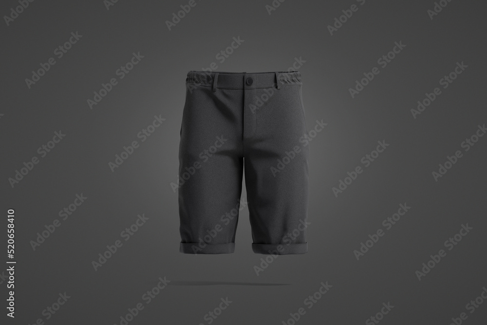 Blank black men shorts mockup, dark background Stock Illustration ...