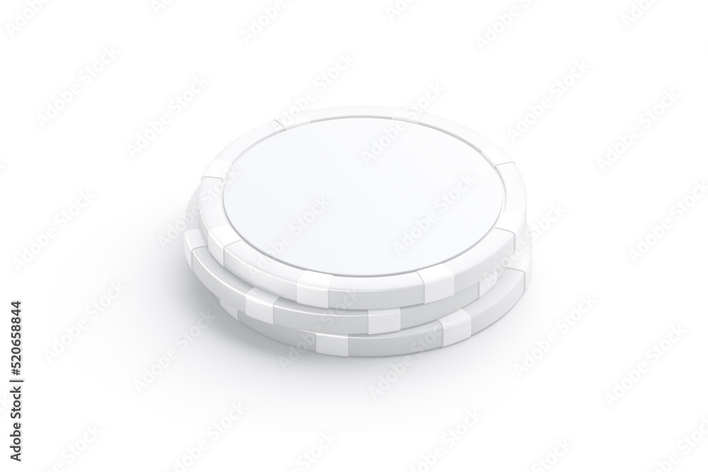 Blank white plastic round chip mockup stack, side view Stock ...