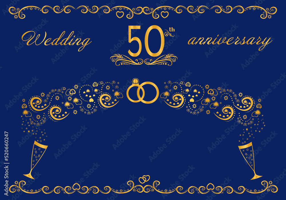 50th wedding anniversary card for congratulations and writing text ...
