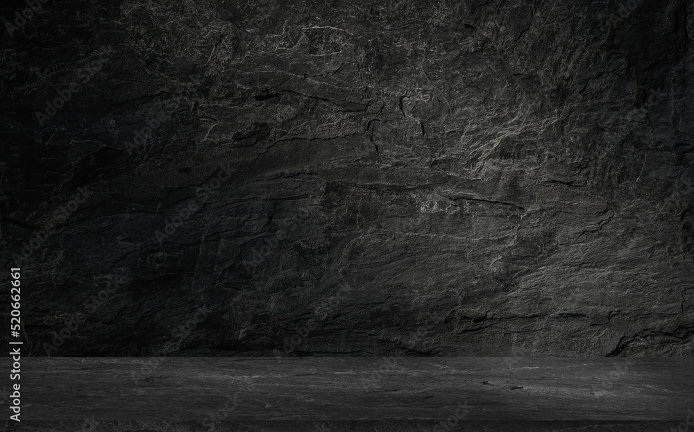 stone floor and wall backgrounds, dark room, interior, display product ...